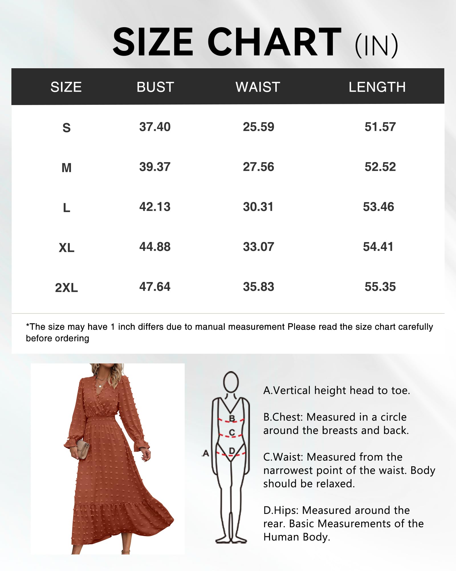 BTFBM Women Fall Dresses 2023 Long Sleeve V Neck Swiss Dots Maxi Dress Boho Long Dress High Waisted A-Line Ruffle Dress(Solid Orange,Small)