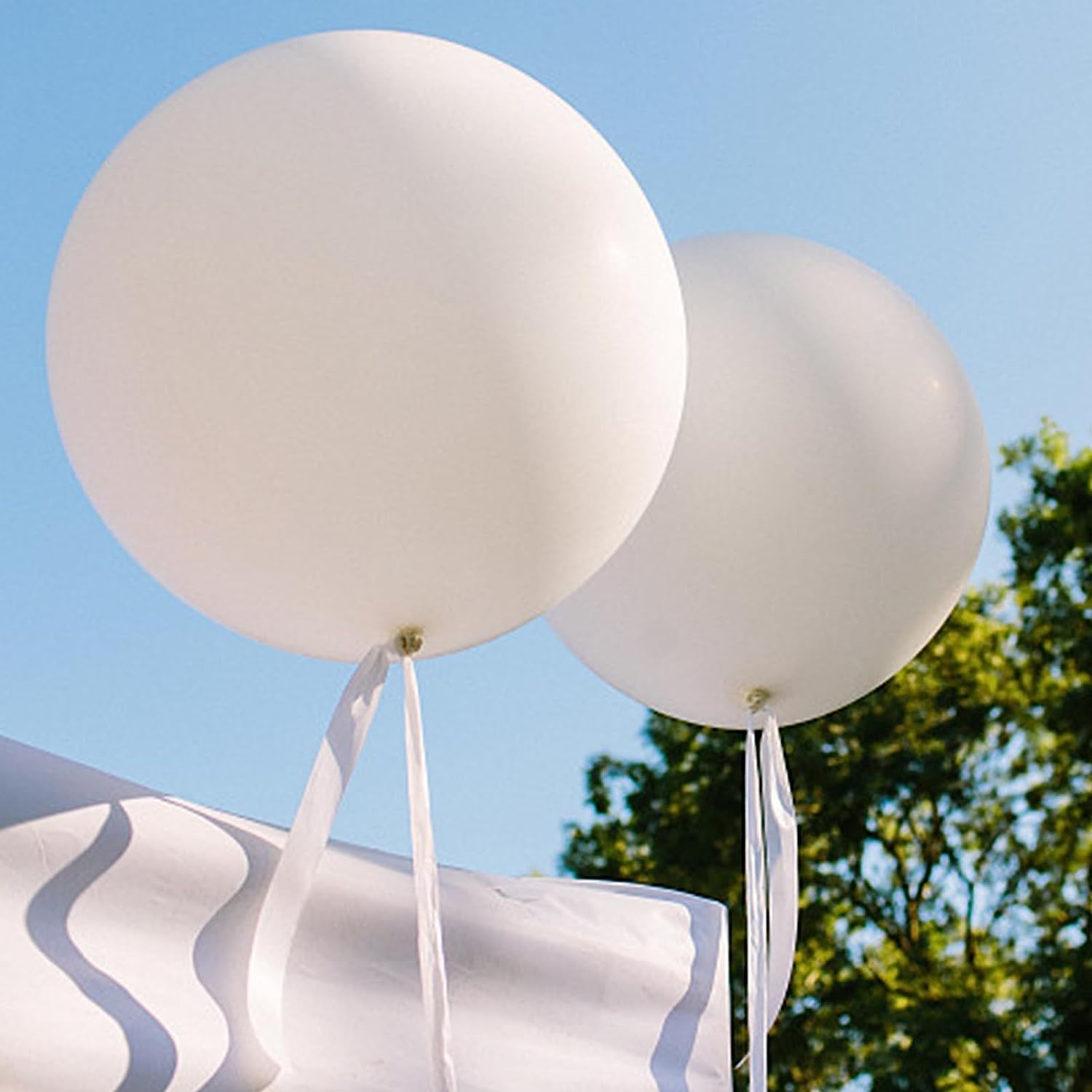 Yukiyi 6pcs Extra Large Balloons for Garland 36 Inch Big White Black Giant 36-inch Round Birthdays Festivals Wedding Event Decorations (White)
