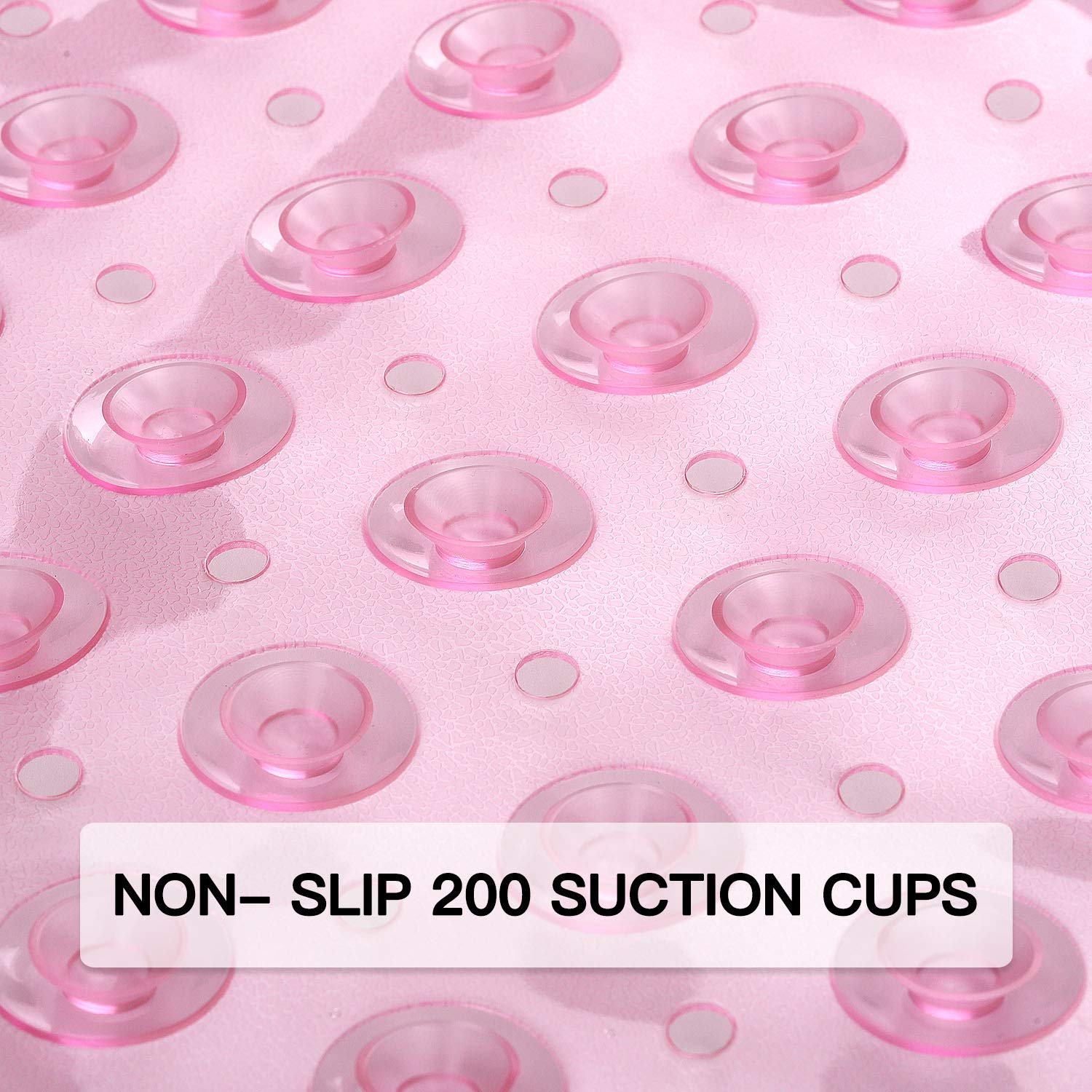 YINENN Bath and Shower Safety Mats 40x16 inch, Non Slip with Suction Cups for Bathroom Stall and Tub Floor, Extra Large and Machine Washable, Drain Holes Keep Bathtub Clean, Light Pink