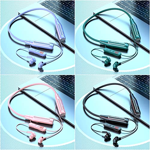 Halter Neck Wireless Bluetooth Headphones - Sports Wireless High-Power Bluetooth Earphones Neck-Mounted Earphones - Bluetooth Sport Stereo Earbuds Waterproof Headset for Work Travel (Black)