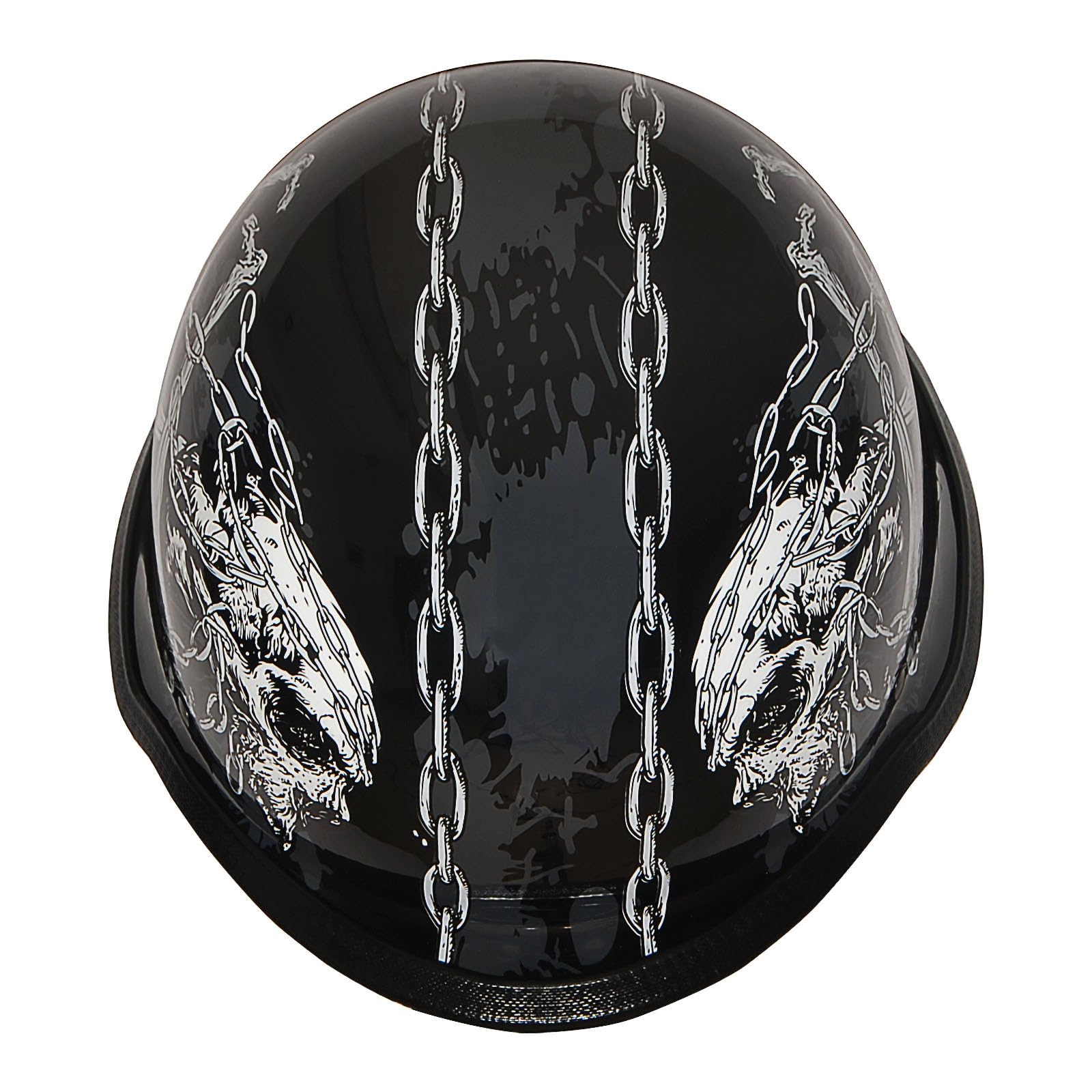 1Storm Novelty Motorcycle Half Face Helmet German Style DOT Approved: HKY602 Chain Skull + Black Tinted Goggle Bundle