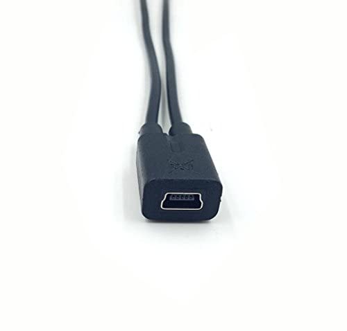 Mini USB 1 to 2 Y Splitter Cable, Haokiang 1Ft/30cm Injection Molding USB 2.0 Mini 5-Pin Female to Double 2 Male Converter High Speed Charging Cable Cord (Mini F/2M)