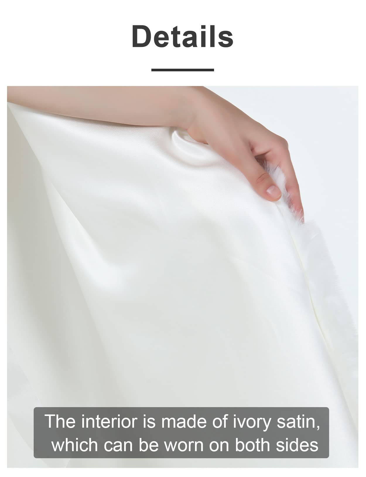 BEAUTELICATE Wedding Cape Hooded Cloak for Bride Winter Reversible with Fur Trim Free Hand Muff Length 50" Ivory