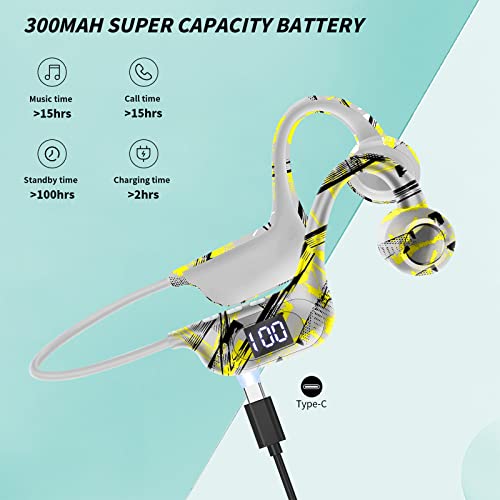 Cagogo 300mAh Conduction Headset Wireless Bluetooth Headset Sports Running Power LED Power Digital Display