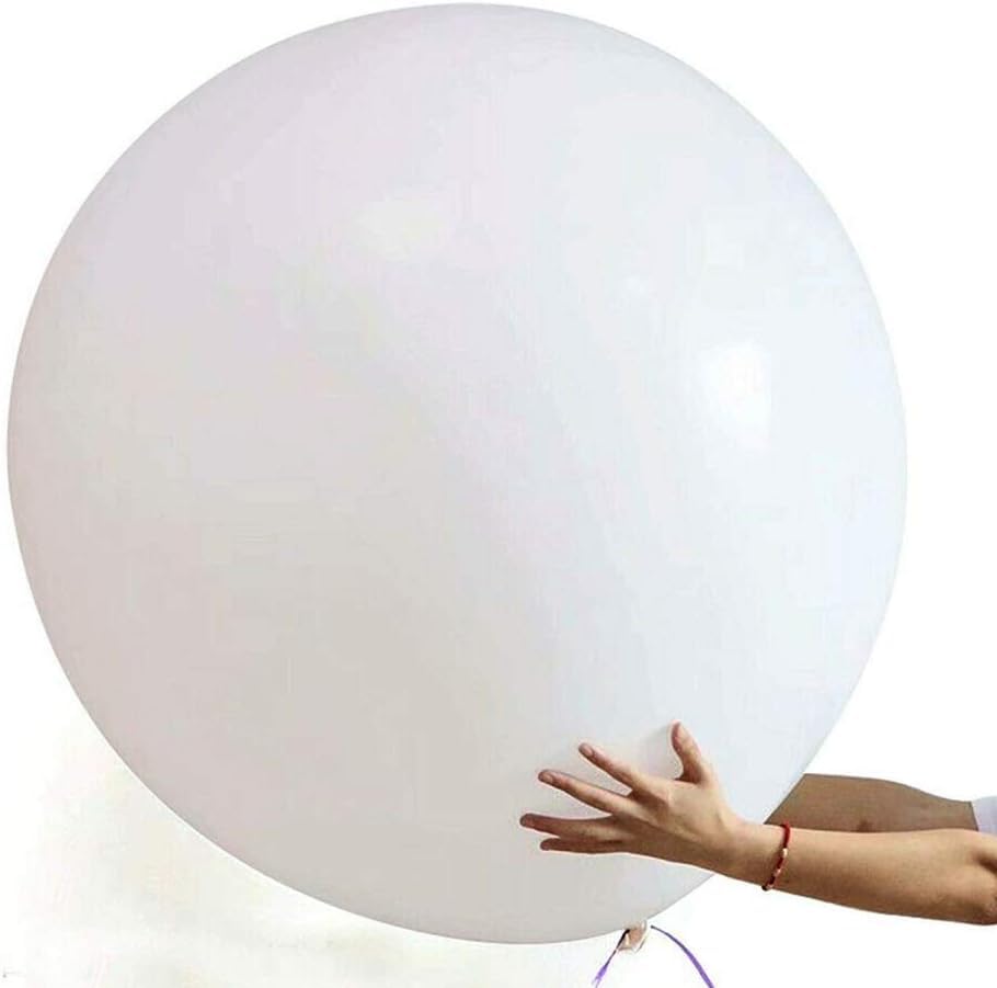 Yukiyi 6pcs Extra Large Balloons for Garland 36 Inch Big White Black Giant 36-inch Round Birthdays Festivals Wedding Event Decorations (White)