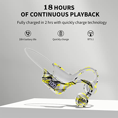 Cagogo 300mAh Conduction Headset Wireless Bluetooth Headset Sports Running Power LED Power Digital Display