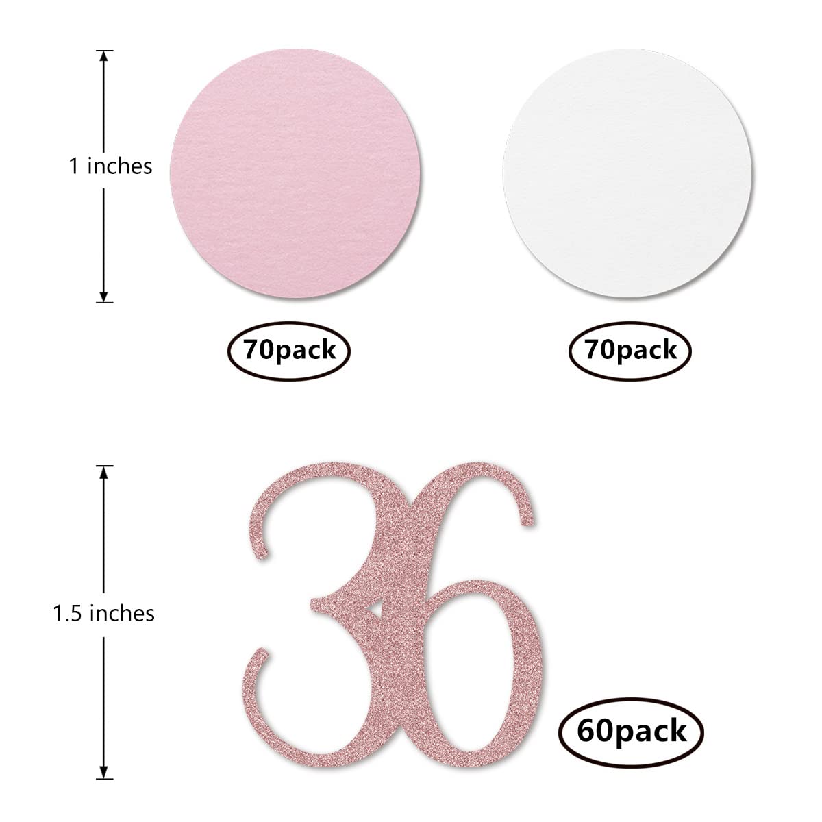 Rose Gold 36 Confetti, 36th Glitter Birthday Number Confetti, 200pcs Anniversary Party Table Decoration Supplies