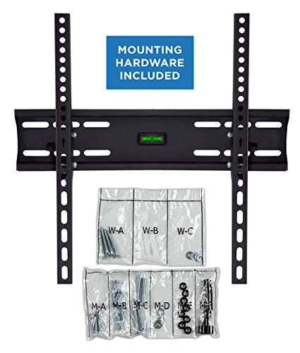 Mount-It! Tilt TV Wall Mount Bracket Up to VESA 400x400 | Low-Profile Tilting Mounting Bracket Compatible with 32 to 55 Inch Flat Screen TVs, 77 Lbs Capacity