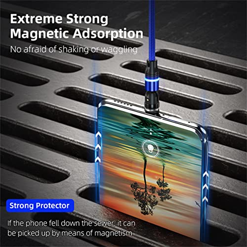 Losuesme Magnetic Charging Cable (1.6ft+3.3ft+3.3ft+6.6ft,4 Pack) 540° Rotation 3A Fast Charging Data Sync 3 in 1 Magnetic Phone Charger Cable Compatible with Android Micro USB Type C Phone Devices
