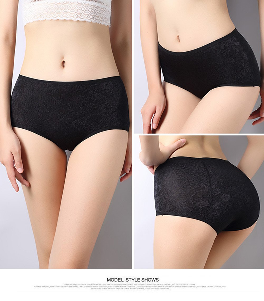 YOYI FASHION Women Menstrual Period Briefs Jacquard Easy Clean Panties 4 Pack US Size XL/8