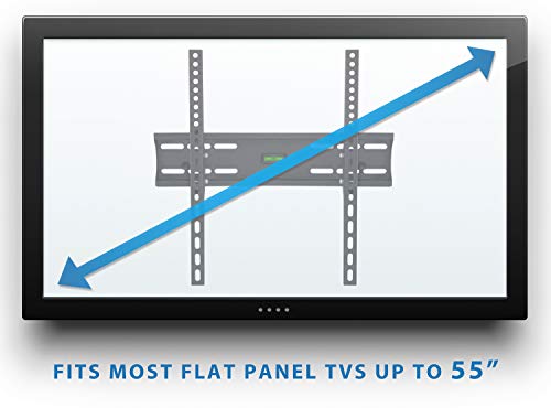 Mount-It! Tilt TV Wall Mount Bracket Up to VESA 400x400 | Low-Profile Tilting Mounting Bracket Compatible with 32 to 55 Inch Flat Screen TVs, 77 Lbs Capacity