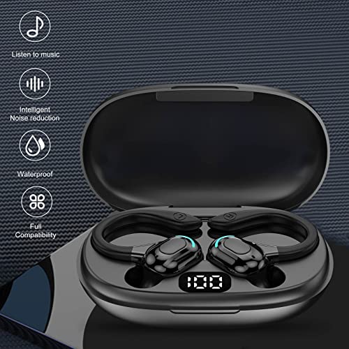 Sport Ear Hook Bluetooth Earphones with Microphones, HiFi Stereo Earbuds Waterproof Headsets with LED Display