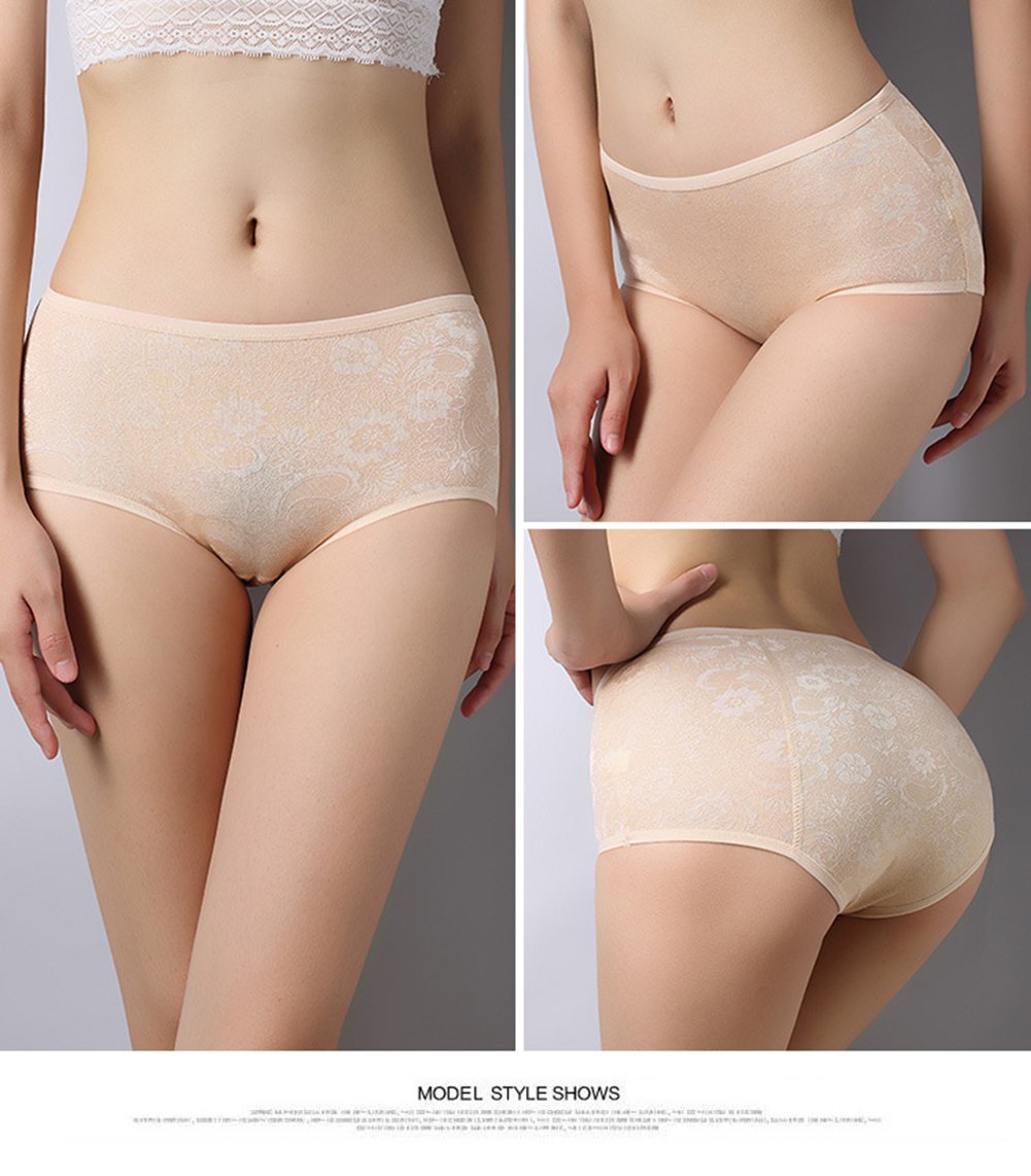 YOYI FASHION Women Menstrual Period Briefs Jacquard Easy Clean Panties 4 Pack US Size XL/8