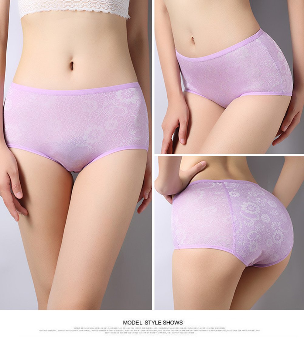 YOYI FASHION Women Menstrual Period Briefs Jacquard Easy Clean Panties 4 Pack US Size XL/8