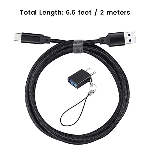 USB C Cable Replacement for Focusrite Scarlett Solo(3rd Gen), Scarlett 2i2(3rd Gen) Audio Interface, with USB C Male to USB Female Adapter, Nylon Braided, 6.6 ft