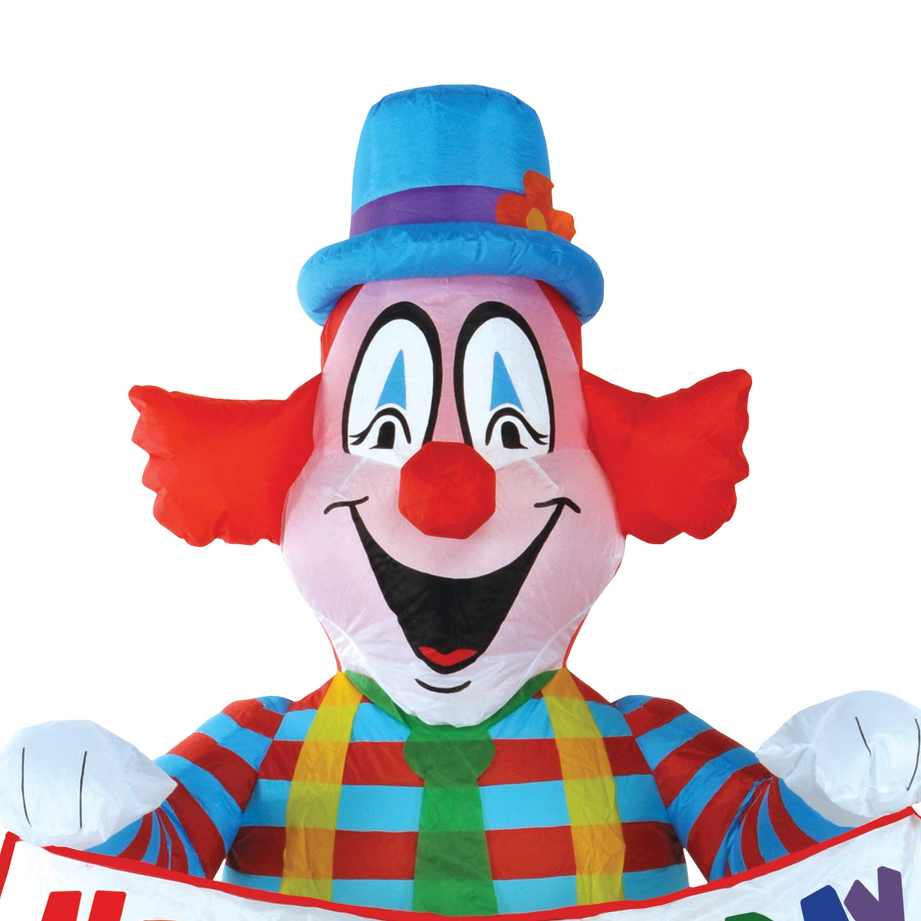 Beistle 5 FT 10 in Light-Up Jumbo Inflatable Clown Happy Birthday Party Decoration with LED Lights Blow Up Yard Decor, Indoor/Outdoor Use