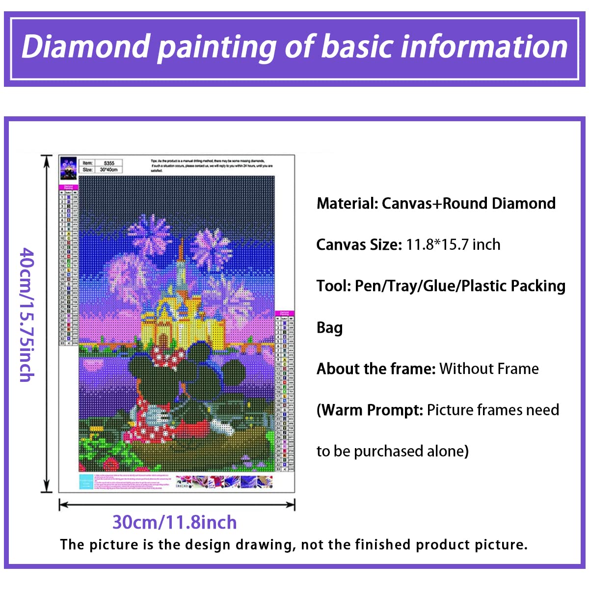 DIY 5D Diamond Painting by Number Kits, Crystal Rhinestone Diamond Embroidery Paintings Pictures Arts Craft for Home Wall Decor (Castle, 12x16inch)