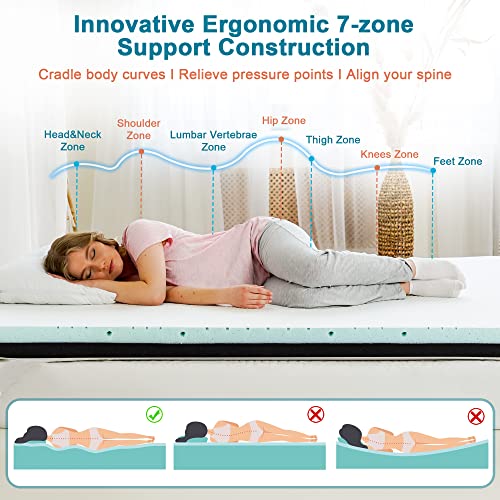 Elviros 3 Inch Gel Memory Foam Mattress Topper Full Size, Adjustable Cooling Bed Topper for Back Pain, Dual Layer Mattress Pad with Removable Cover (Full, Dark Grey)