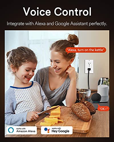 Smart Outlet in-Wall - Smart Electrical Outlet That Work with Alexa, Google Home, 15 Amp, No Hub Required, ETL & FCC Certified, 2.4G WiFi Only (4 Pack)