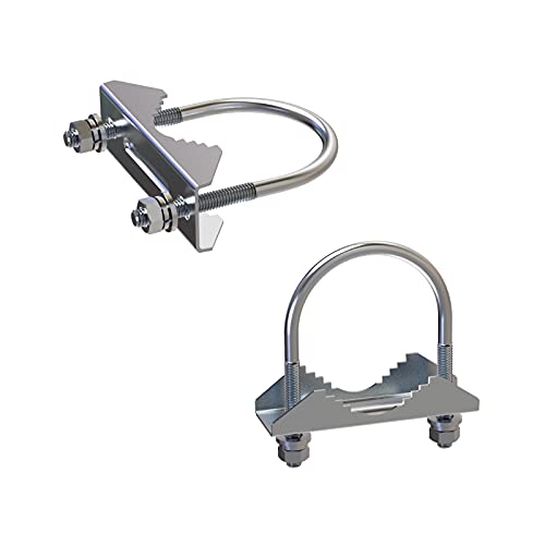 Aimeboost 2 PCS Stainless Steel Antenna Mount Clamp U-Bolt Mounting Hardware(All Nuts and gaskets are Made of Stainless Steel) Antenna Mast Clamp V Jaw Bracket Accessories for Outside Home Antenna