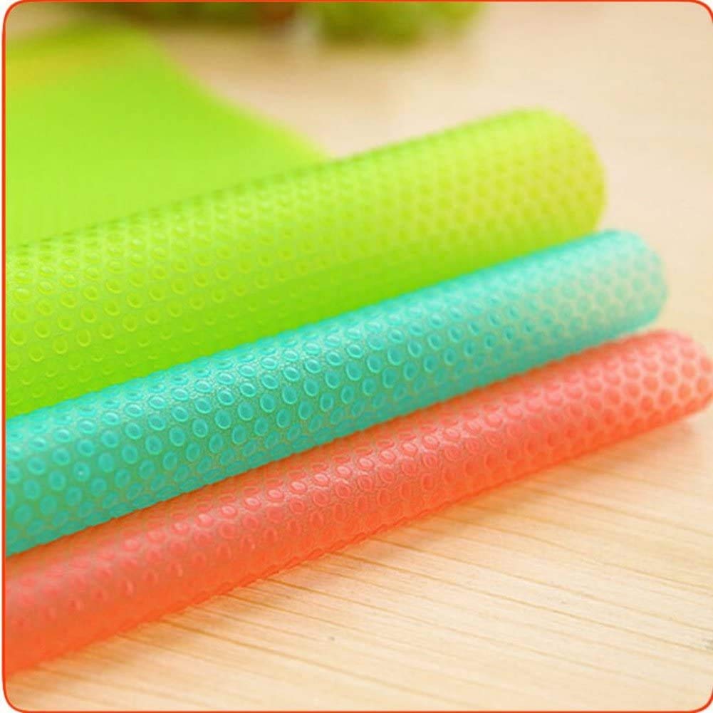 sosoloa 10 Pack Refrigerator Mats Shelf Mats Washable Fridge Mats,Can Be Cut Refrigerator Liners, Drawer Table Placemats (4 Blue,3 Green,3 Pink)