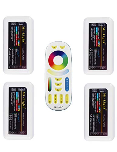 LED Strip Lights Mi-Light FUT039 RGB+CCT LED Strip Lights 4 PCS and One FUT092 Remote Controller(4*FUT039+Remote)