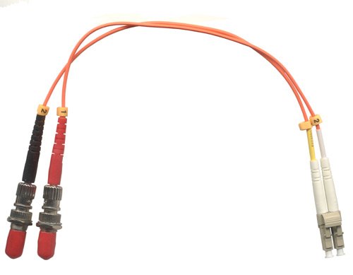 1ft Fiber Optic Adapter Cable LC (Male) to ST (Female) Multimode 62.5/125 Duplex