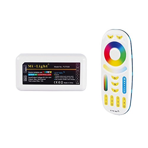 LED Strip Lights Mi-Light FUT039 RGB+CCT LED Strip Lights 4 PCS and One FUT092 Remote Controller(4*FUT039+Remote)