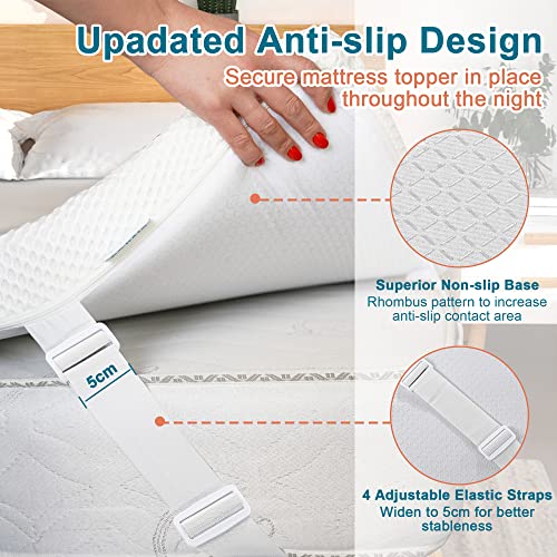 Elviros 3 Inch Gel Memory Foam Mattress Topper Full Size, Adjustable Cooling Bed Topper for Back Pain, Dual Layer Mattress Pad with Removable Cover (Full, Dark Grey)
