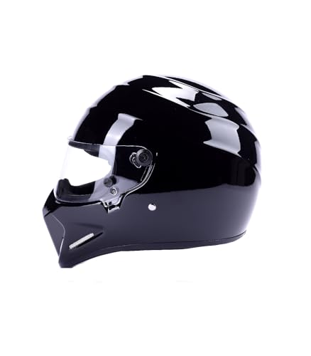 CRG Full-Face Motorcycle Helmet Street Bike Fiberglass Motocross Helmet DOT Certified ATV-4 - Parent Glossy Black Size Small