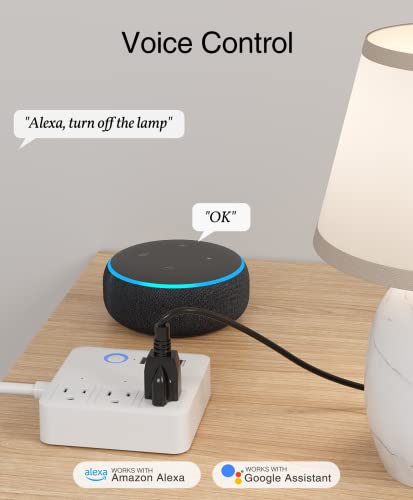 GHome Smart Smart Power Strip, 3 USB Ports & 3 Individually Controlled Smart Outlets, WiFi Surge Protector Compatible with Alexa Google Home, Travel Multi-Plug Extender Flat Plug, 10A, White (WP9-WH)