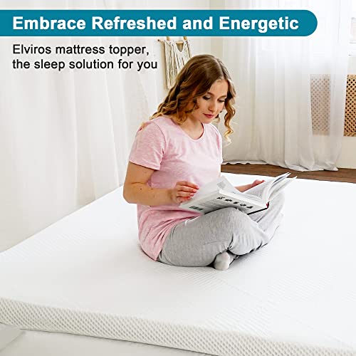 Elviros 3 Inch Gel Memory Foam Mattress Topper Full Size, Adjustable Cooling Bed Topper for Back Pain, Dual Layer Mattress Pad with Removable Cover (Full, Dark Grey)