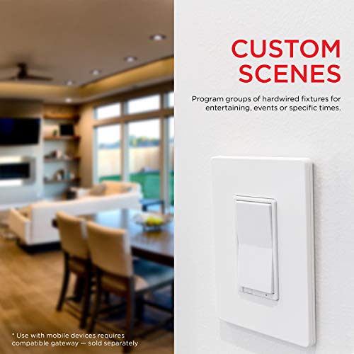 UltraPro Z-Wave Smart Rocker Light Switch with QuickFit and SimpleWire, 3-Way Ready, Works with Alexa, Google Assistant, ZWave Hub Required, Repeater/Range Extender, White Paddle Only, 4-Pack, 54891