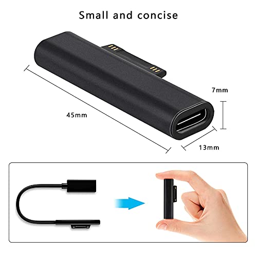 BINZET [Updated] 15V 3A Surface Connect to USB-C Charging Adapter, Compatible for Microsoft Surface Pro 7/6/5/4/3, Surface Laptop/Go/Book [1 Pcs Only]
