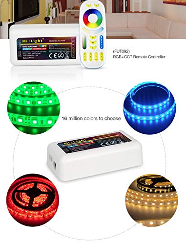 LED Strip Lights Mi-Light FUT039 RGB+CCT LED Strip Lights 4 PCS and One FUT092 Remote Controller(4*FUT039+Remote)