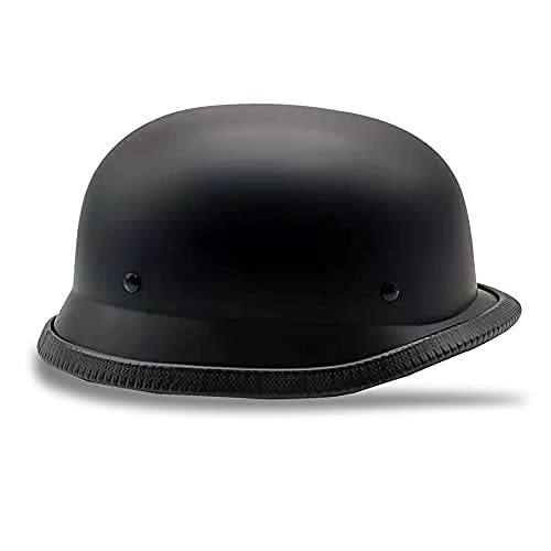 German Style Motorcycle Helmet, Thin Skull Cap Half Helmet for Adult Men Women, Novelty DOT Half Shell Helmet, Retro Half Face Helmet for Cruiser Scooter Chopper, DOT Approved (Matte Black, X-Large)