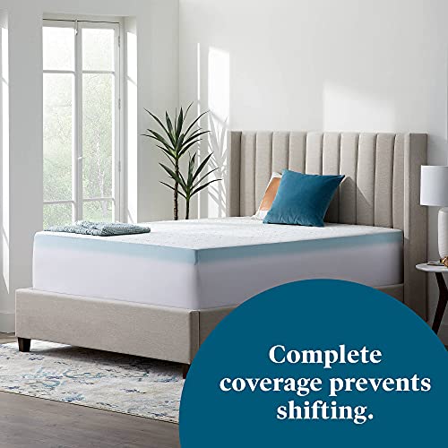 LUCID Memory Foam Soft and Breathable-Machine Washable Mattress Topper Cover, King, White
