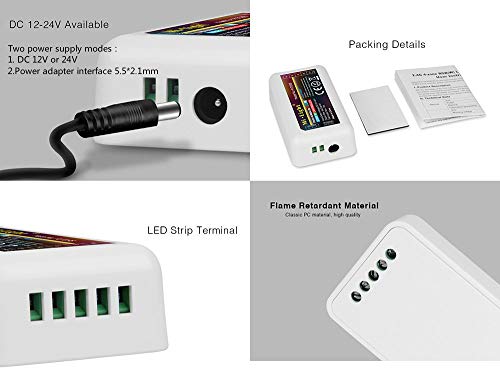 LED Strip Lights Mi-Light FUT039 RGB+CCT LED Strip Lights 4 PCS and One FUT092 Remote Controller(4*FUT039+Remote)