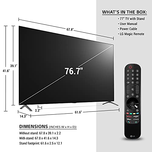 LG OLED A1 Series 77” Alexa Built-in 4k Smart TV, 60Hz Refresh Rate, AI-Powered 4K, Dolby Vision IQ and Dolby Atmos, WiSA Ready, Gaming Mode (OLED77A1PUA, 2021)