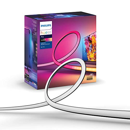 Philips Hue Play Gradient 75" TV LED Backlight Lightstrip, Flowing Multicolor Effect, Surround Lighting for Home Theater, Sync with Movies, Music and Video Games, Requires Hue Bridge and HDMI Sync Box