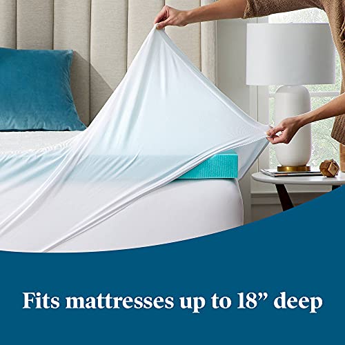 LUCID Memory Foam Soft and Breathable-Machine Washable Mattress Topper Cover, King, White