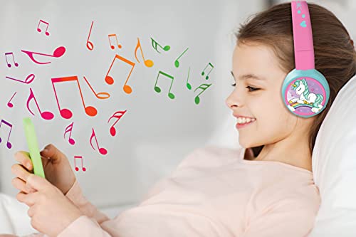 LEXiBOOK Unicorn 2-in-1 Bluetooth Headphones for Kids - Stereo Wireless Wired, Kids Safe, Foldable, Adjustable, HPBT010UNI