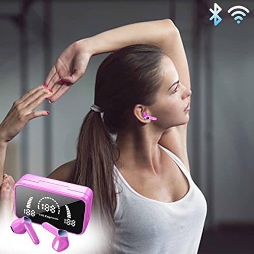 Kadlawus True Wireless Earbuds - Bluetooth 5.2 Headphones Earphones 5H W/ 2000mAh Charging Case, 3D Stereo Audio Control in-Ear Headset Mic for Sports Music Calling Gaming