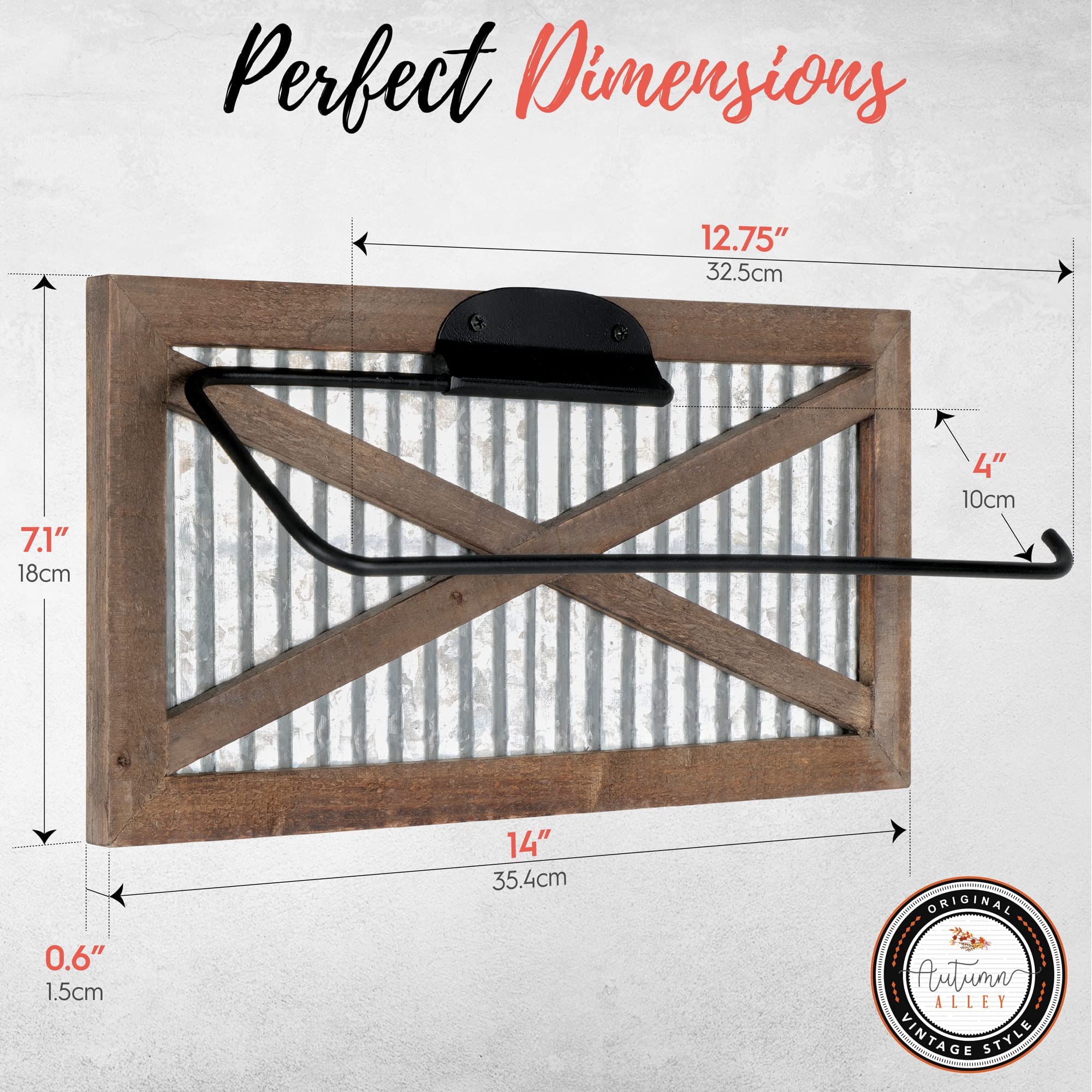 Autumn Alley Rustic Farmhouse Paper Towel Holder Wall Mount - Country Home Decor Rustic Farmhouse for Kitchen - Wood and Galvanized Kitchen Decor - Farmhouse Kitchen Wall Decor