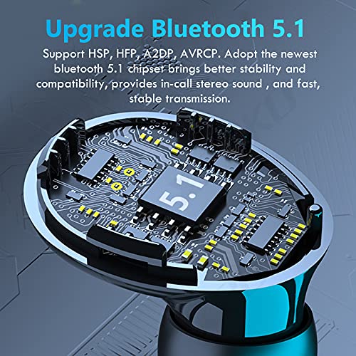 NC TWS Bluetooth 5.1 Earphones 3500mAh Charging Box Wireless Headphone 9D Stereo Sports Waterproof Earbuds Headsets with Microphone (Black-B)