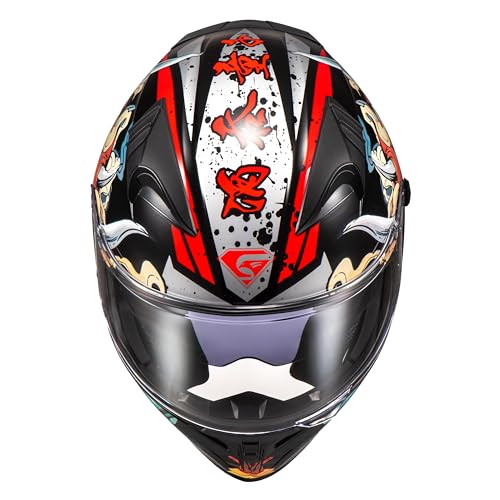 KYPARA Full Face Motorcycle Helmet with Internal Tinted Visor & DOT Approved for Moped ATV Cruiser Scooter (Samurai Spirit, Large)