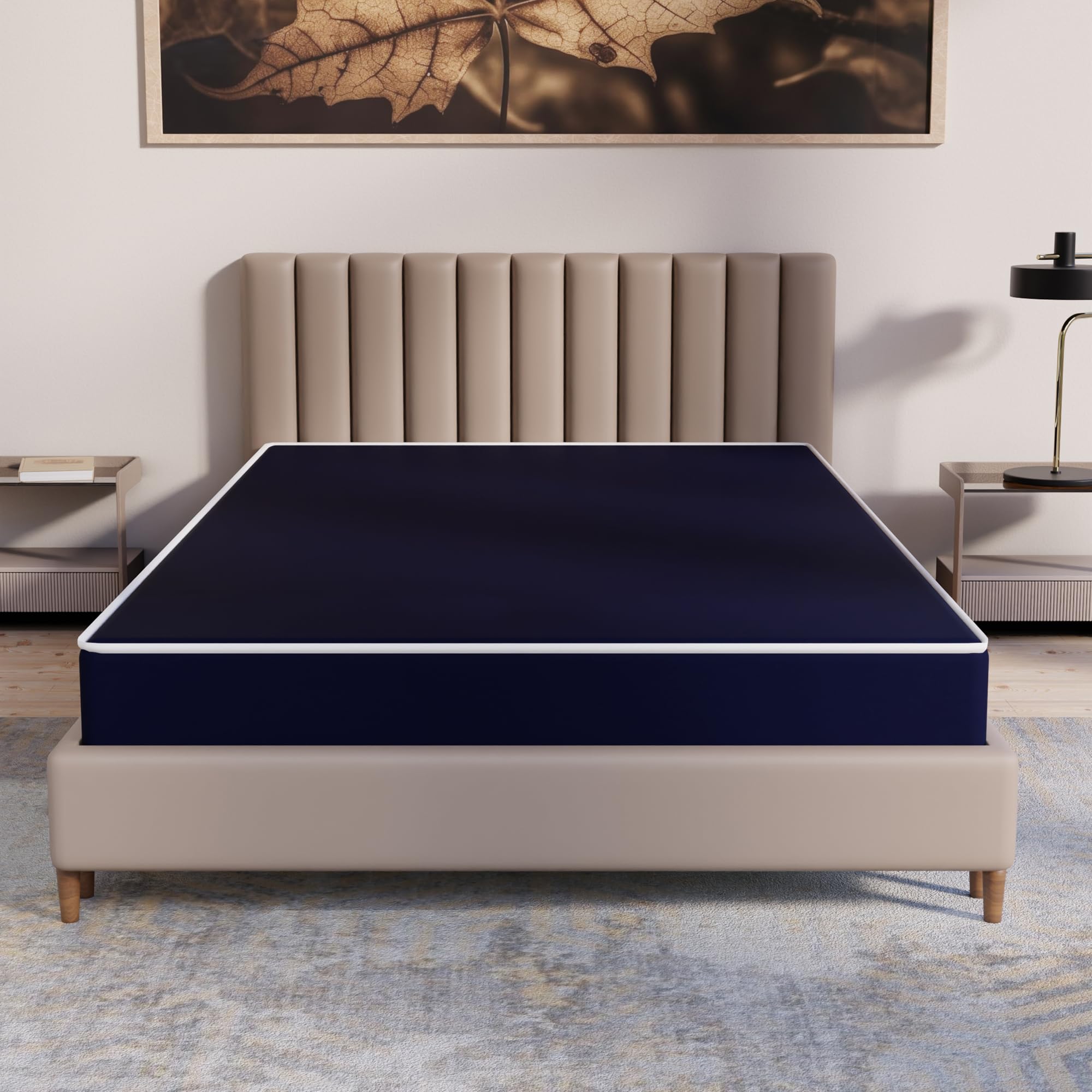 Greaton, 7-Inch Medium Firm Double Sided Tight top Foam Rolled Vinyl Mattress, Full XL, Blue