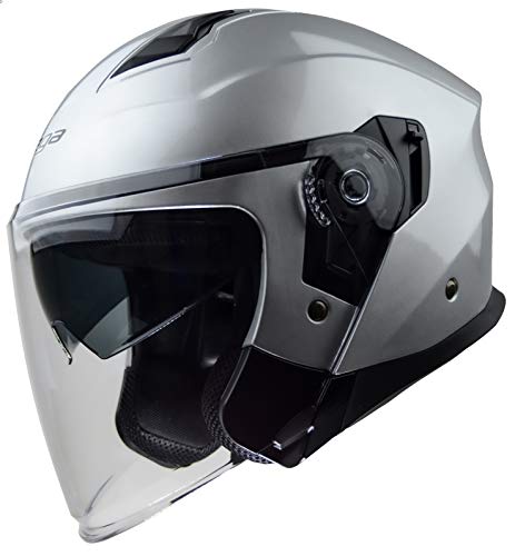 Vega Helmets Unisex-Adult Open Face Motorcycle Helmet (Silver, XXX-Large)