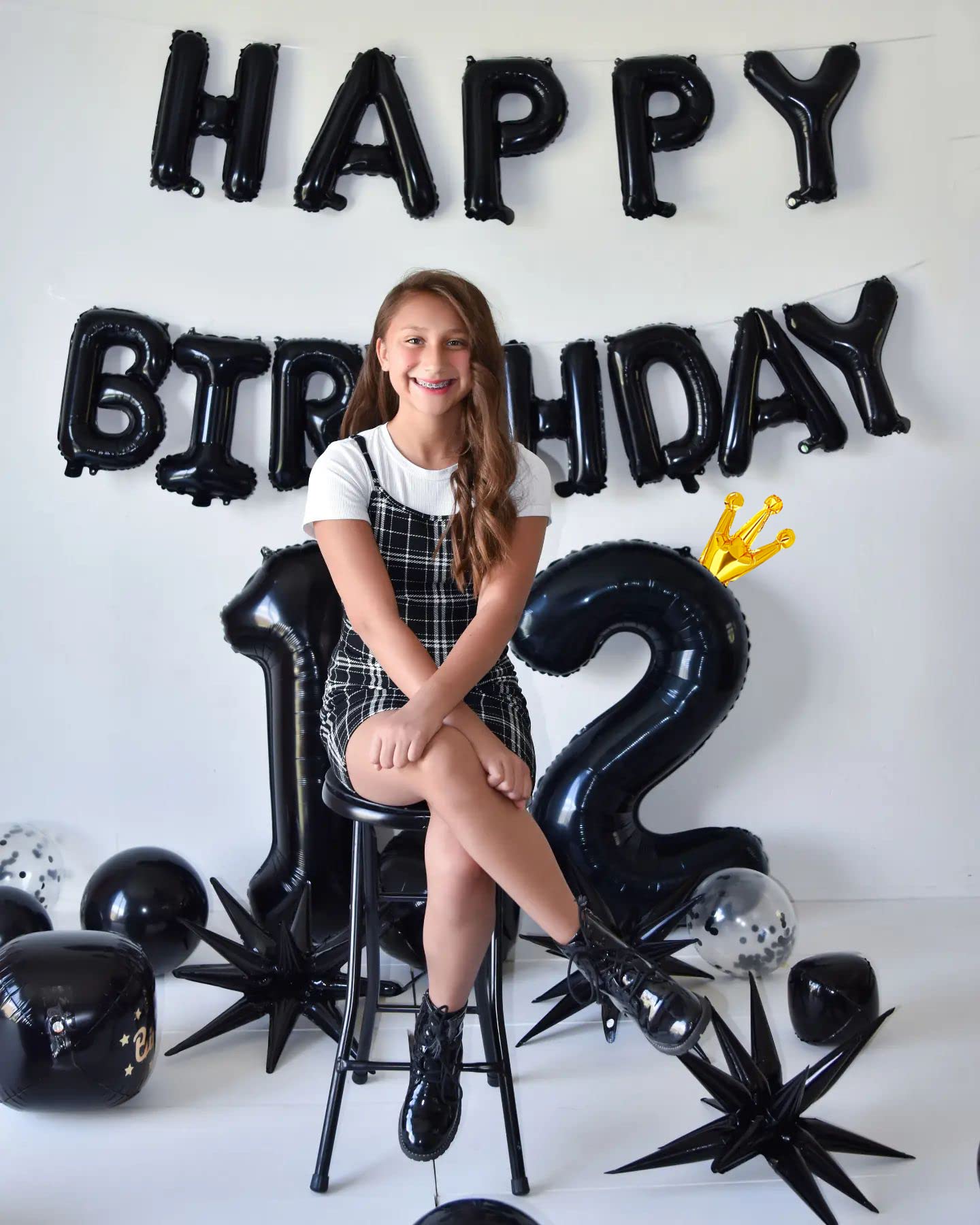 Black Number 12 Balloon 40 in, 12 Number Balloon, 12th Black Birthday Decorations, 12 Year Old Girl Boy Party Suppliers