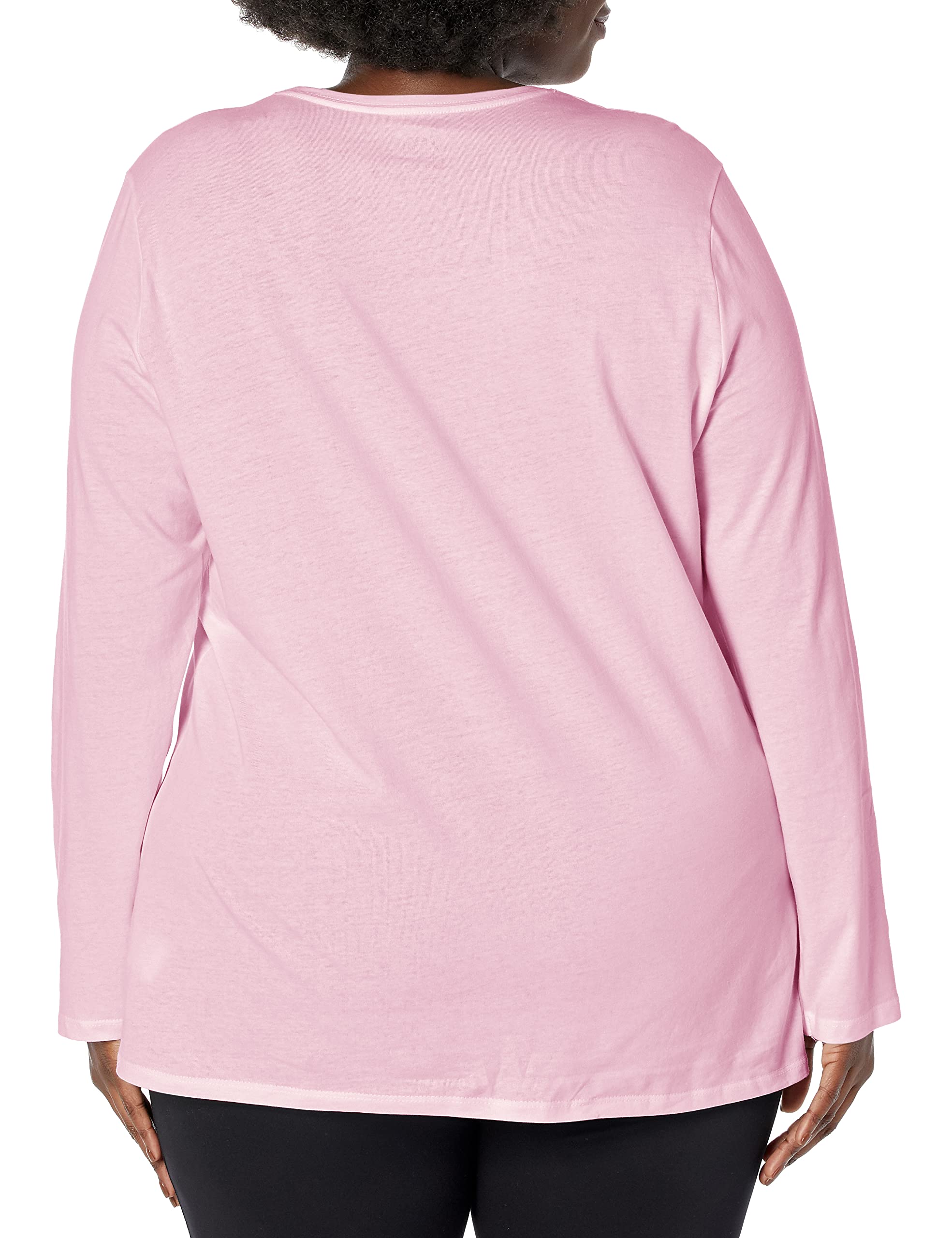 Just My Size Women's Plus Size Vneck Long Sleeve Tee, Pink Swish, 3X